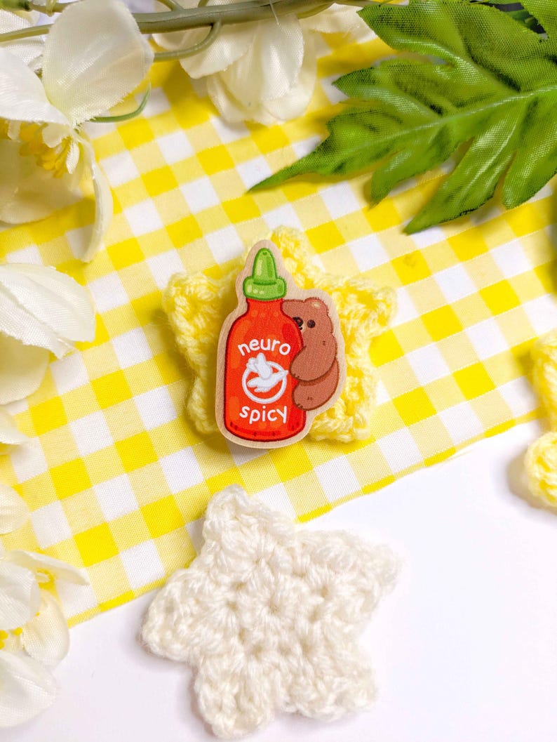 Neuro-spicy - Wooden Pin | Cute, Pin, Badge, Autism, ADHD ...