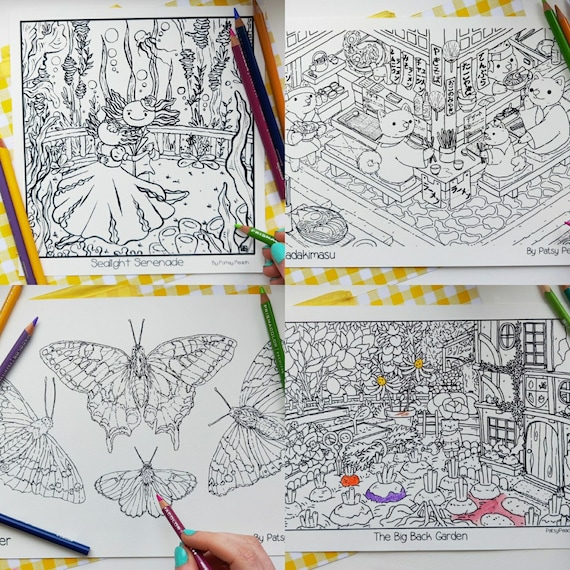 Colouring-in Sheets Colouring Relax Cute Kawaii | Etsy