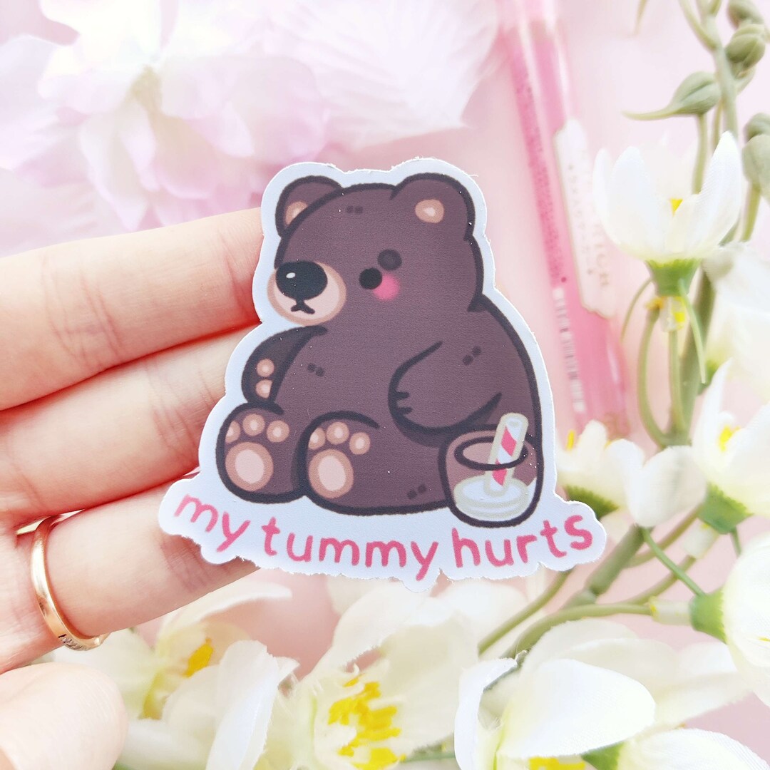 Tummy Ache Bear Sticker | Cute, Bullet Journal, Diary, Planner ...