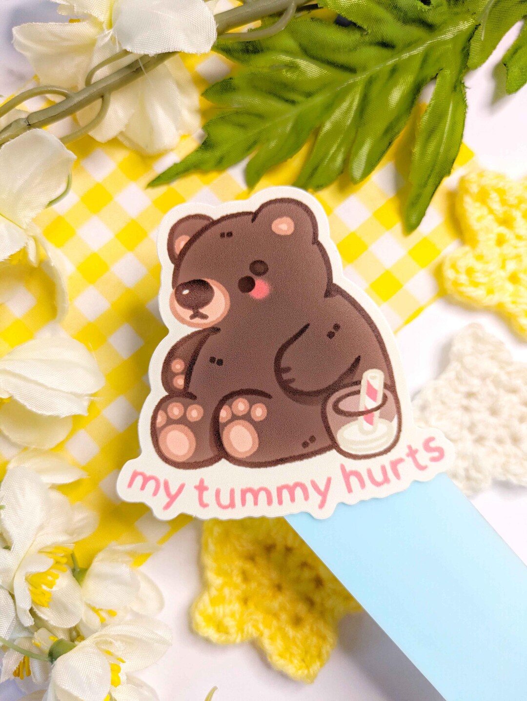 Tummy Ache Bear - Sticker | Cute, Lactose Intolerant Bear, Tummy Ache ...