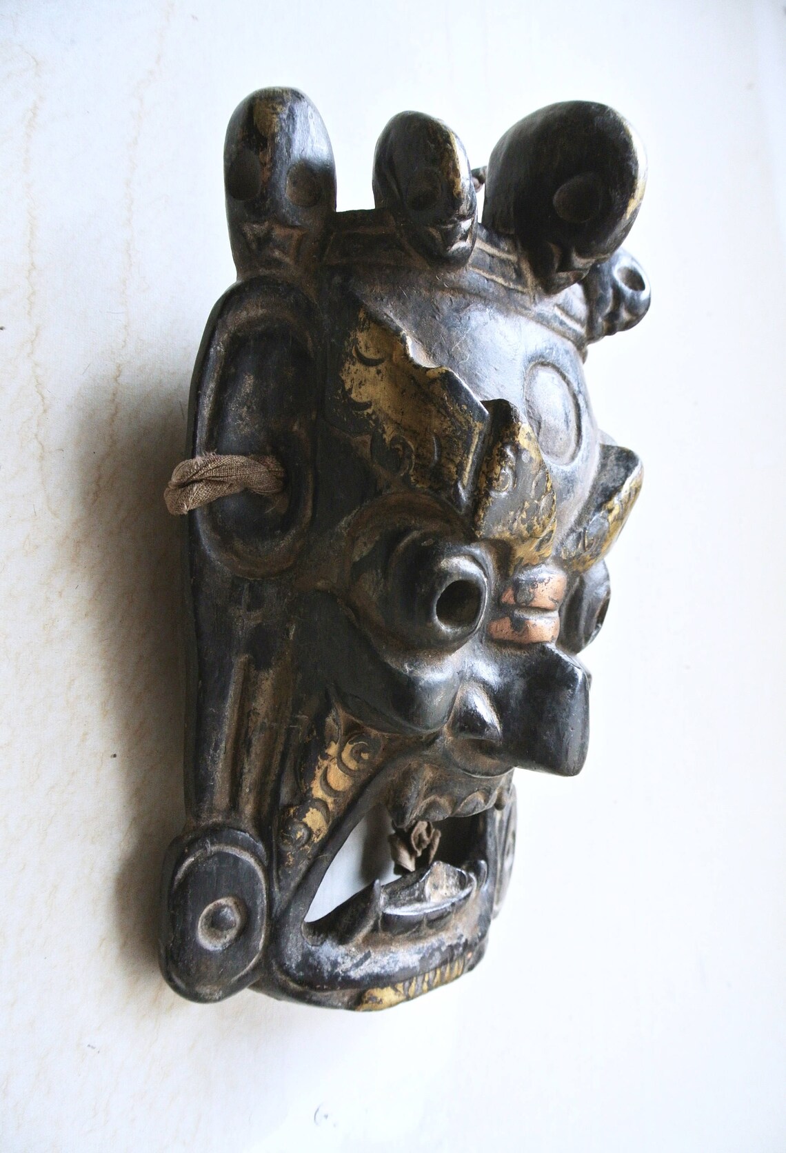 Authentic Tibetan Yama Mask - Yama God of Death - Tibetan Wood Shaman ...