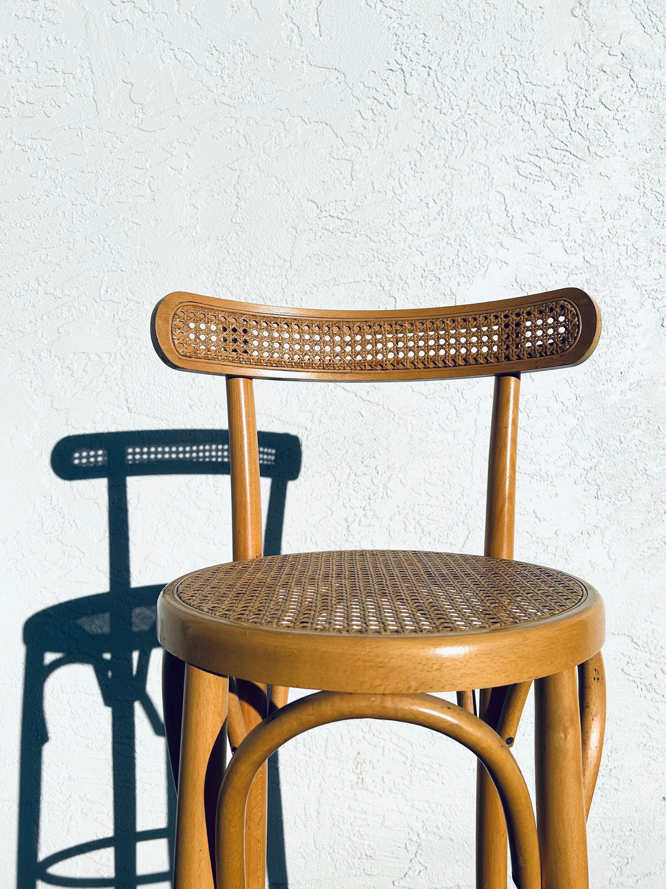 Vintage Bar Stool in the Thonet Style - Bentwood Cane Stool - Mid ...