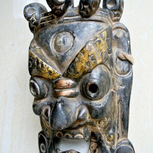 Authentic Tibetan Yama Mask - Yama God of Death - Tibetan Wood Shaman ...