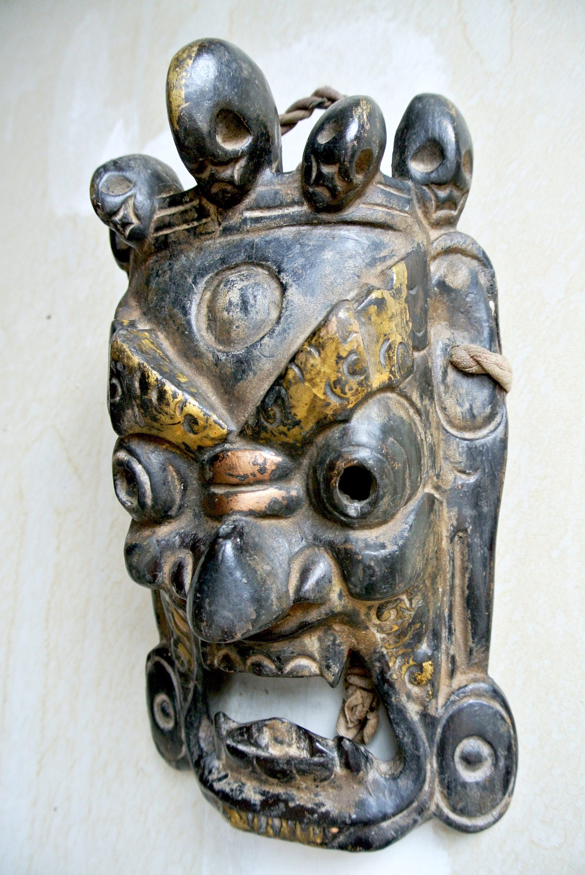 Authentic Tibetan Yama Mask - Yama God of Death - Tibetan Wood Shaman ...