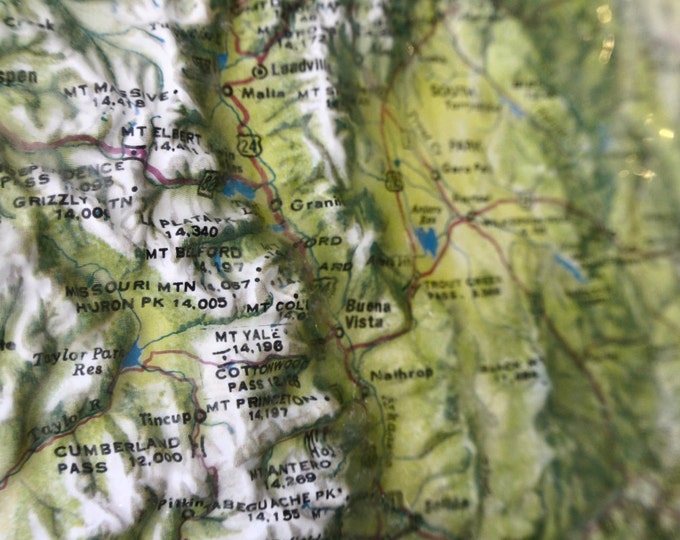 Vintage Kistler Graphics 3D Map of Colorado - Educational Decor - State ...