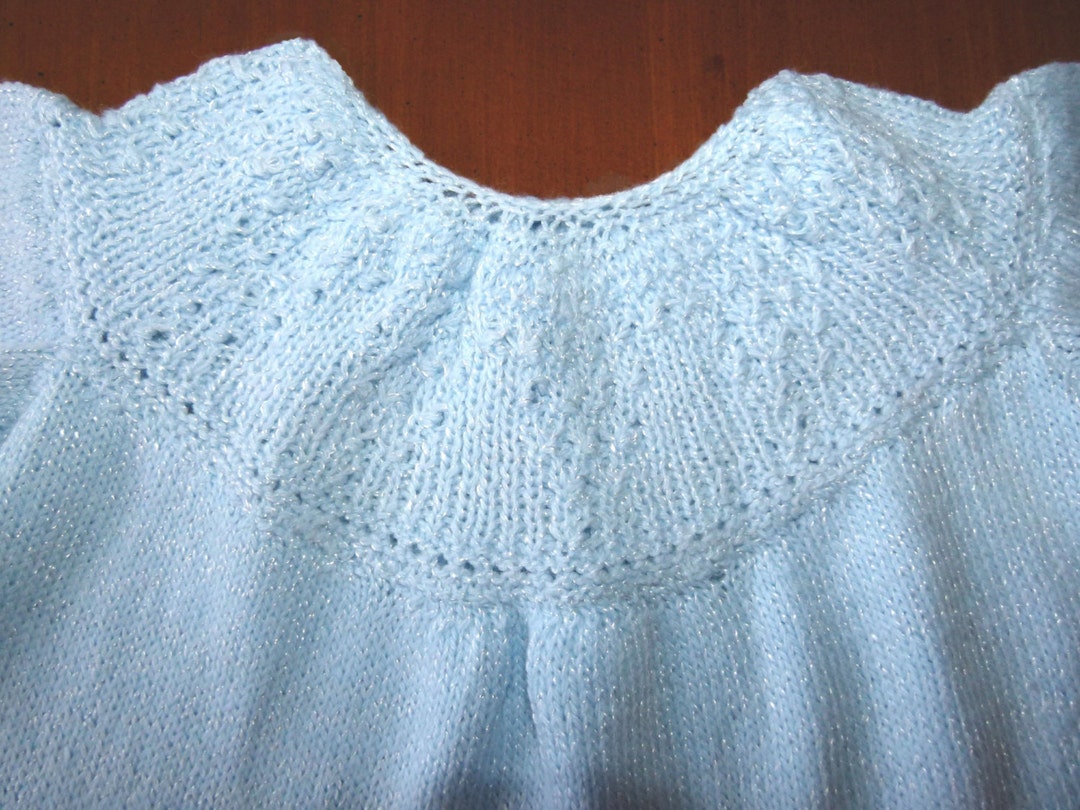 Handmade Blue Baby Dress Size 9 to 12 Months, Knit With Fine Yarn ...