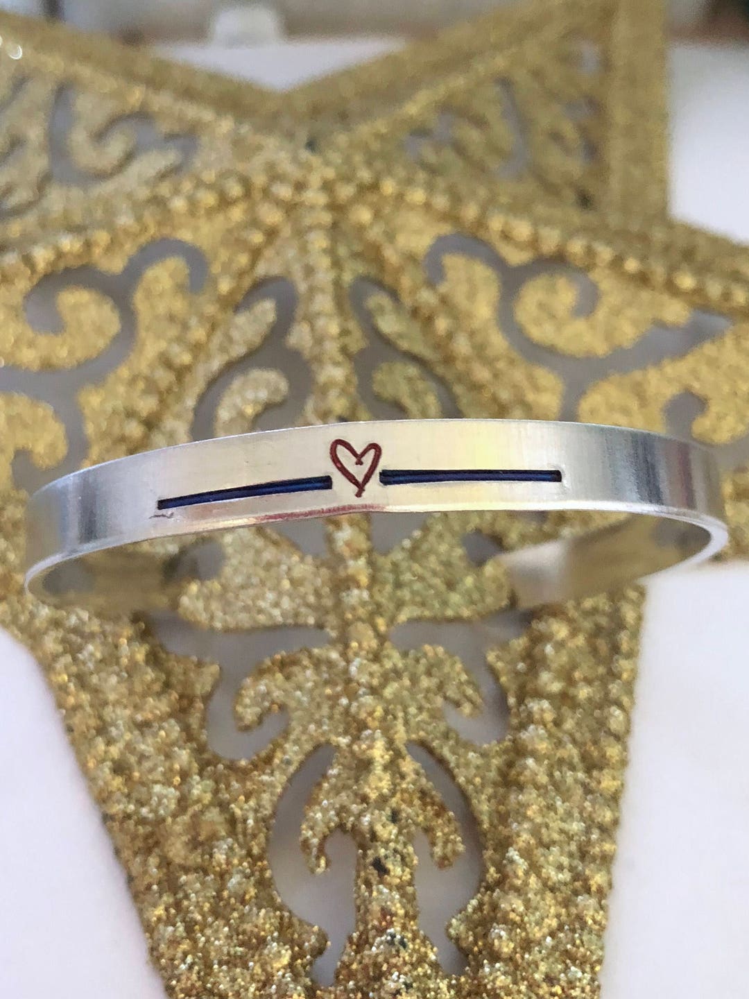 Thin Blue Line Bracelet Police Wife Cuff Bracelet Police - Etsy