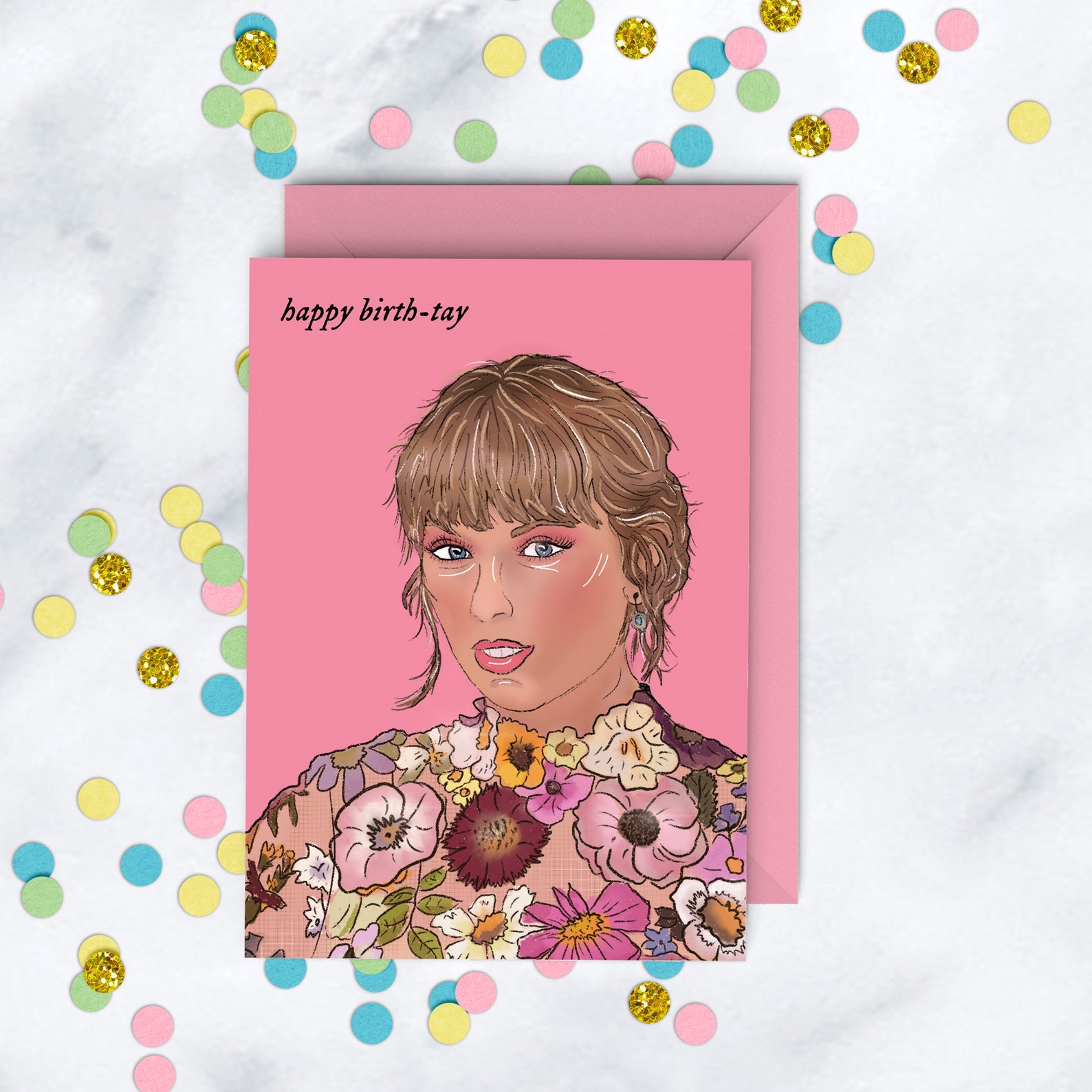 Taylor Swift Birthday Card Happy Birth Tay Floral Etsy