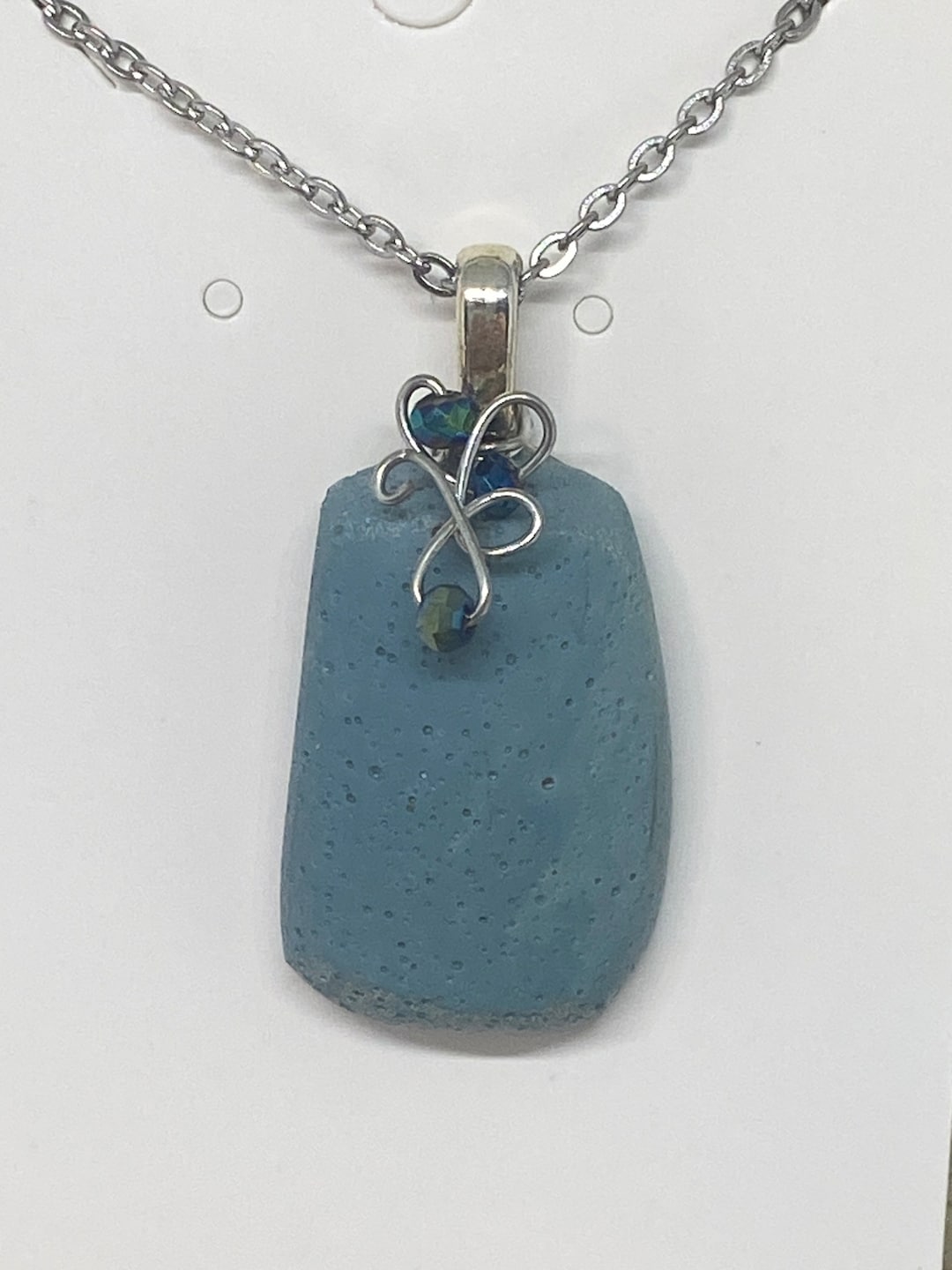 Upper Michigan Blue Slag Glass Necklace - Etsy