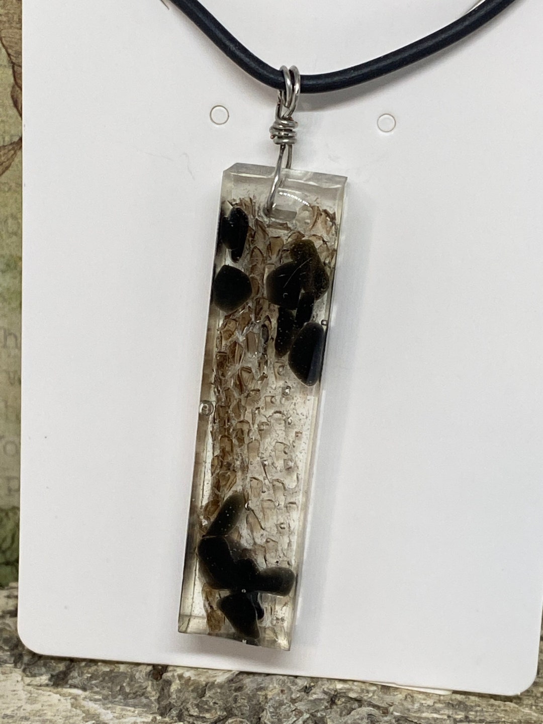 Boa Shed Snakeskin Necklace With Onyx - Etsy