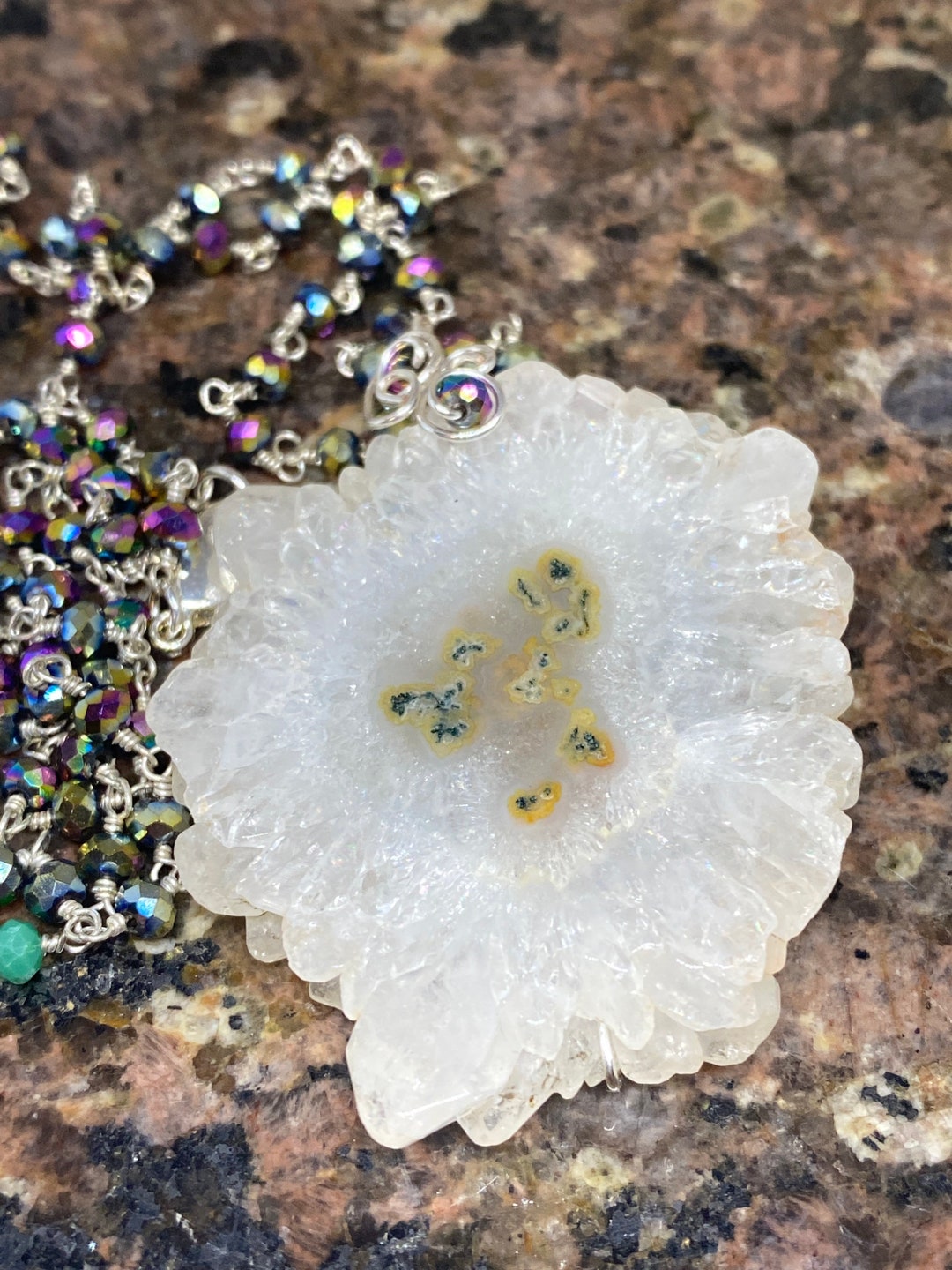 Natural Solar Quartz Crystal Necklace - Etsy