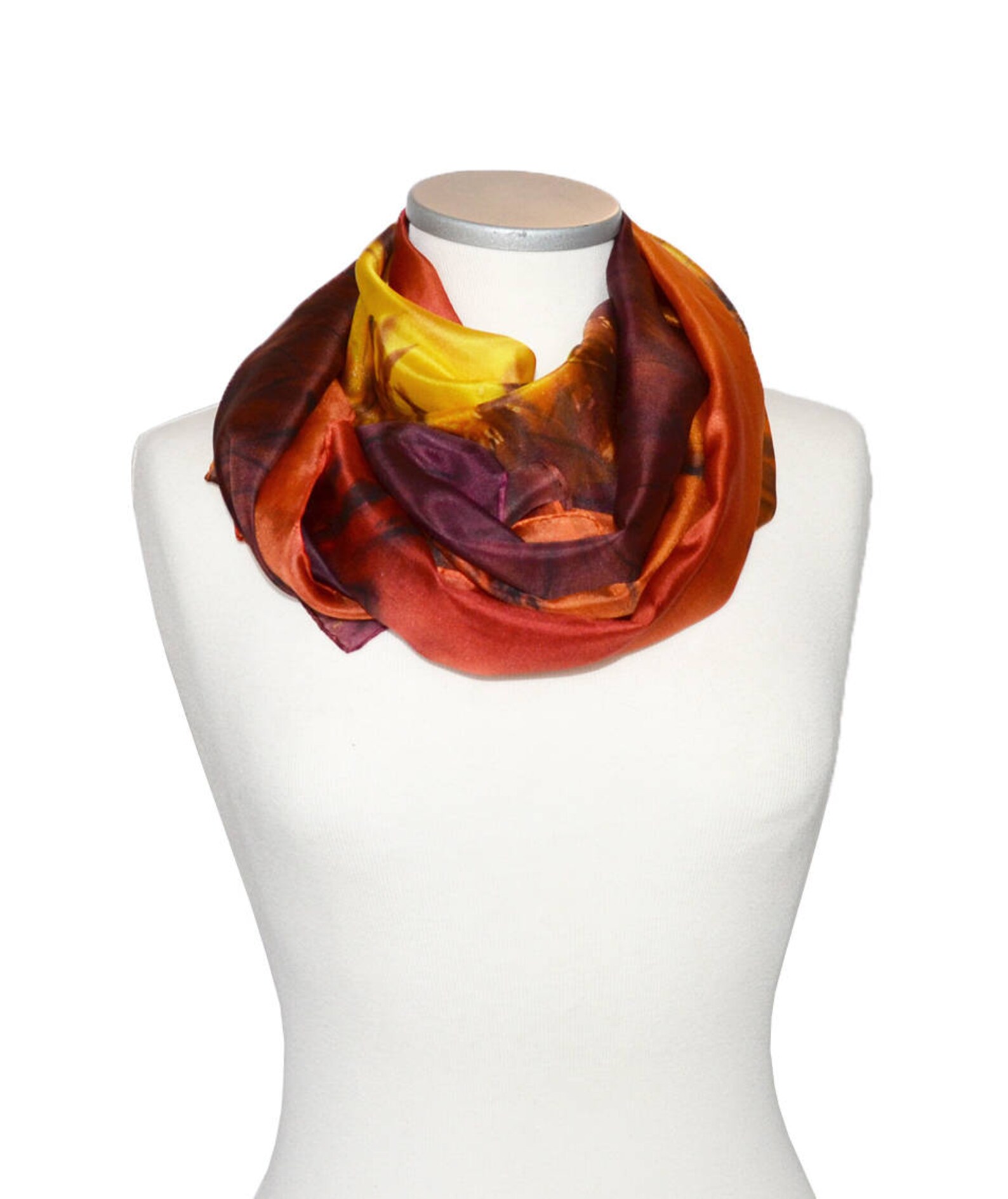 Hand Painted Silk Scarf Sunset Scarf Burgundy Silk Scarf - Etsy