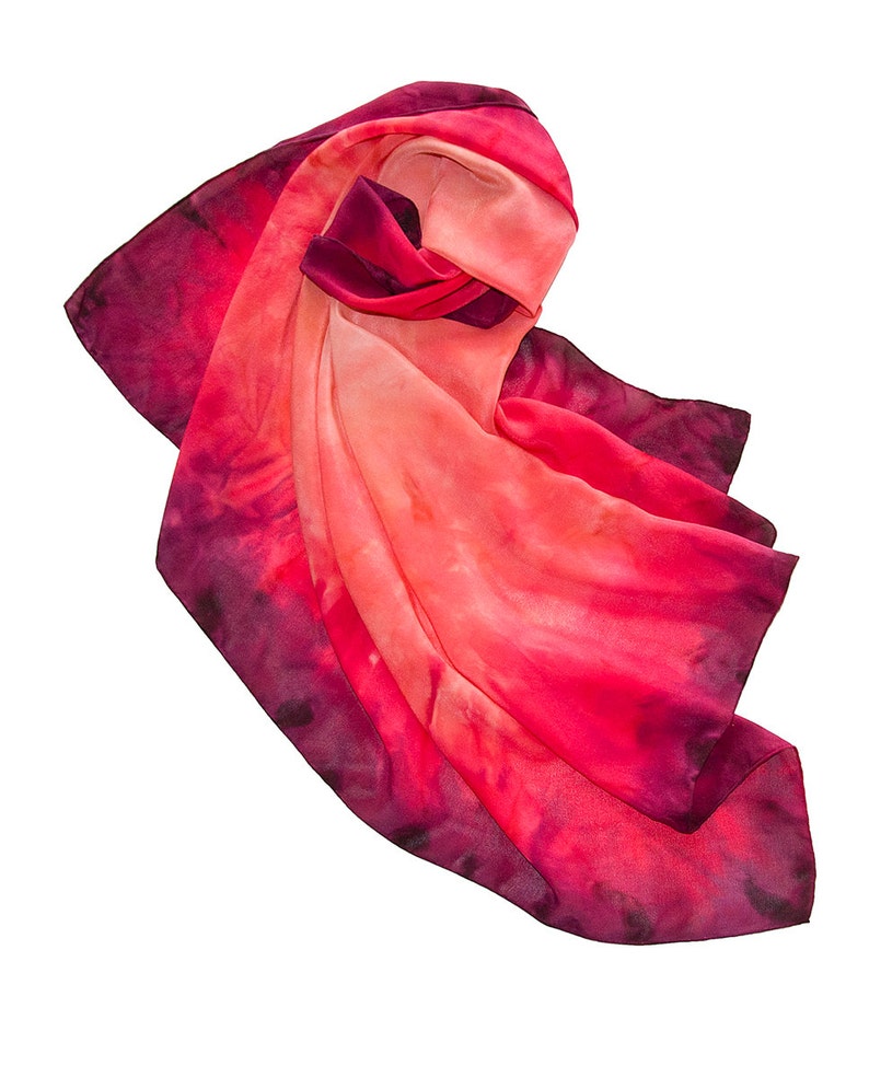 Gift for Mom Red Silk Scarf Square Red Scarf Hand Painted Scarf Silk ...