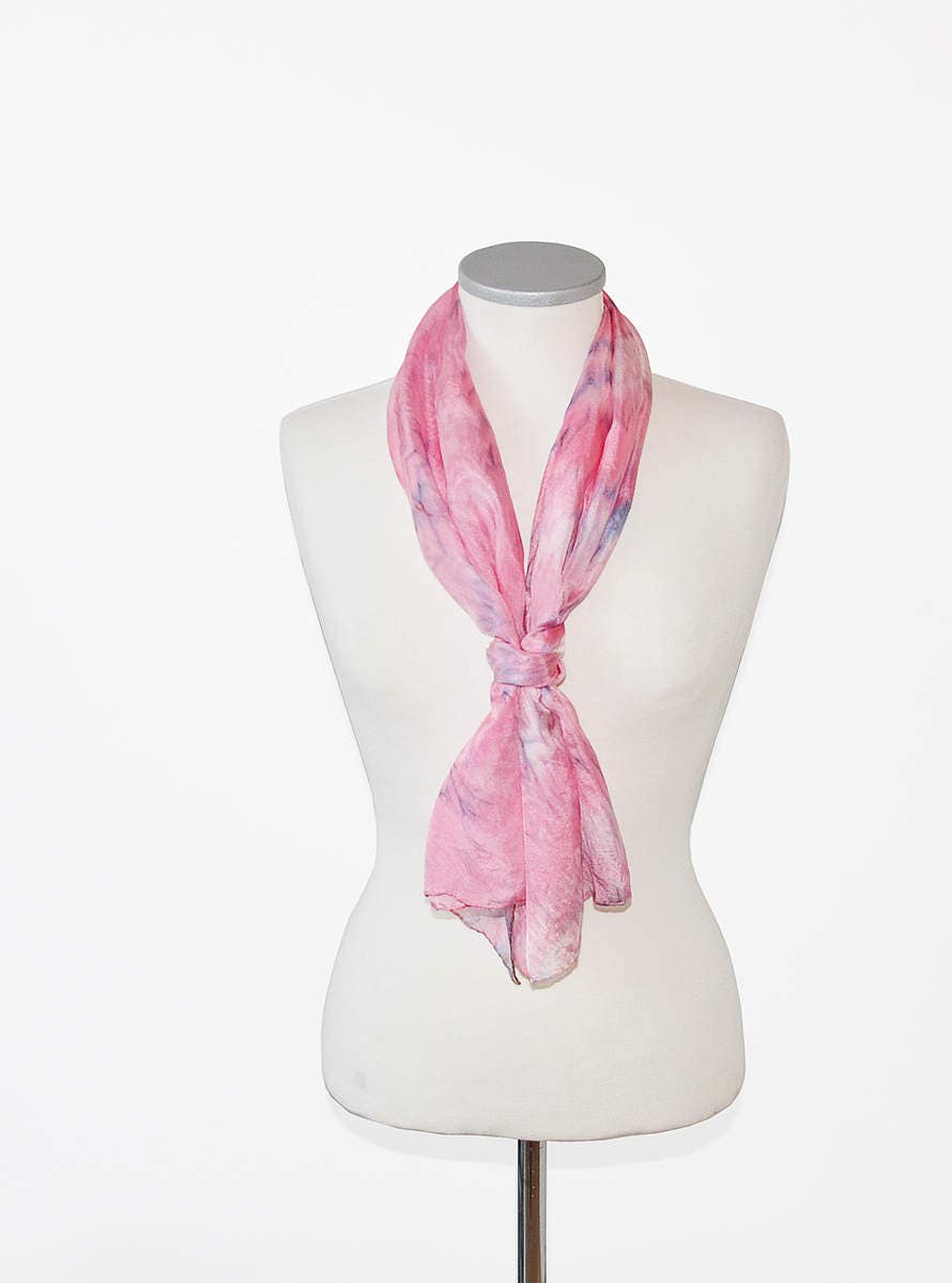 Pink Silk Scarf Hand Painted Silk Scarf Women Scarf Silk Scarf Pink ...