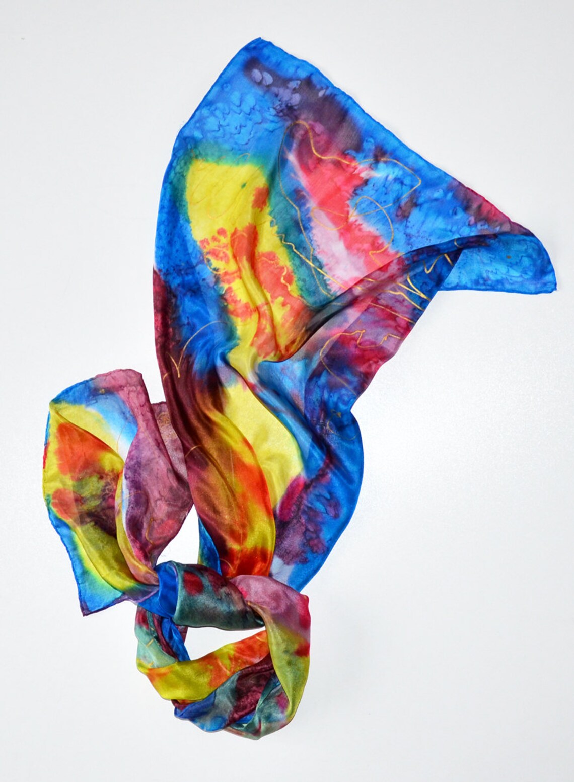 Colorful Silk Scarf Hand Painted Scarf Hand Dyed Scarf Abstract Scarf ...