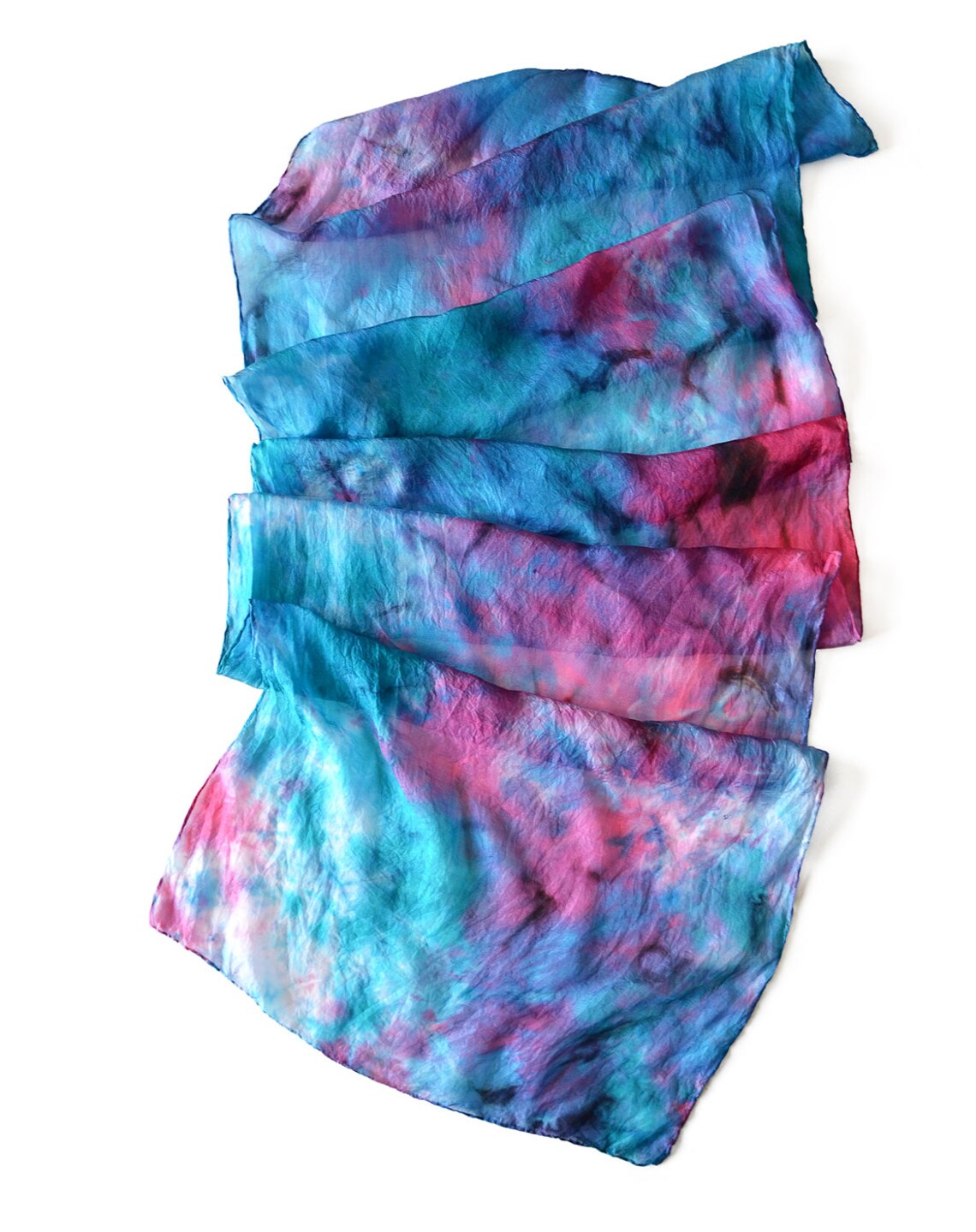 Painted Silk Scarf- Deep Ocean Blue Scarf- Turquoise Red Scarf- Scarf ...