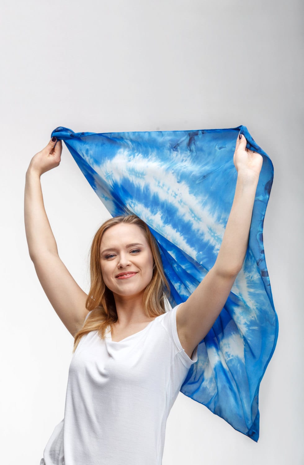 Blue Shibori Silk Scarf for Women - Etsy