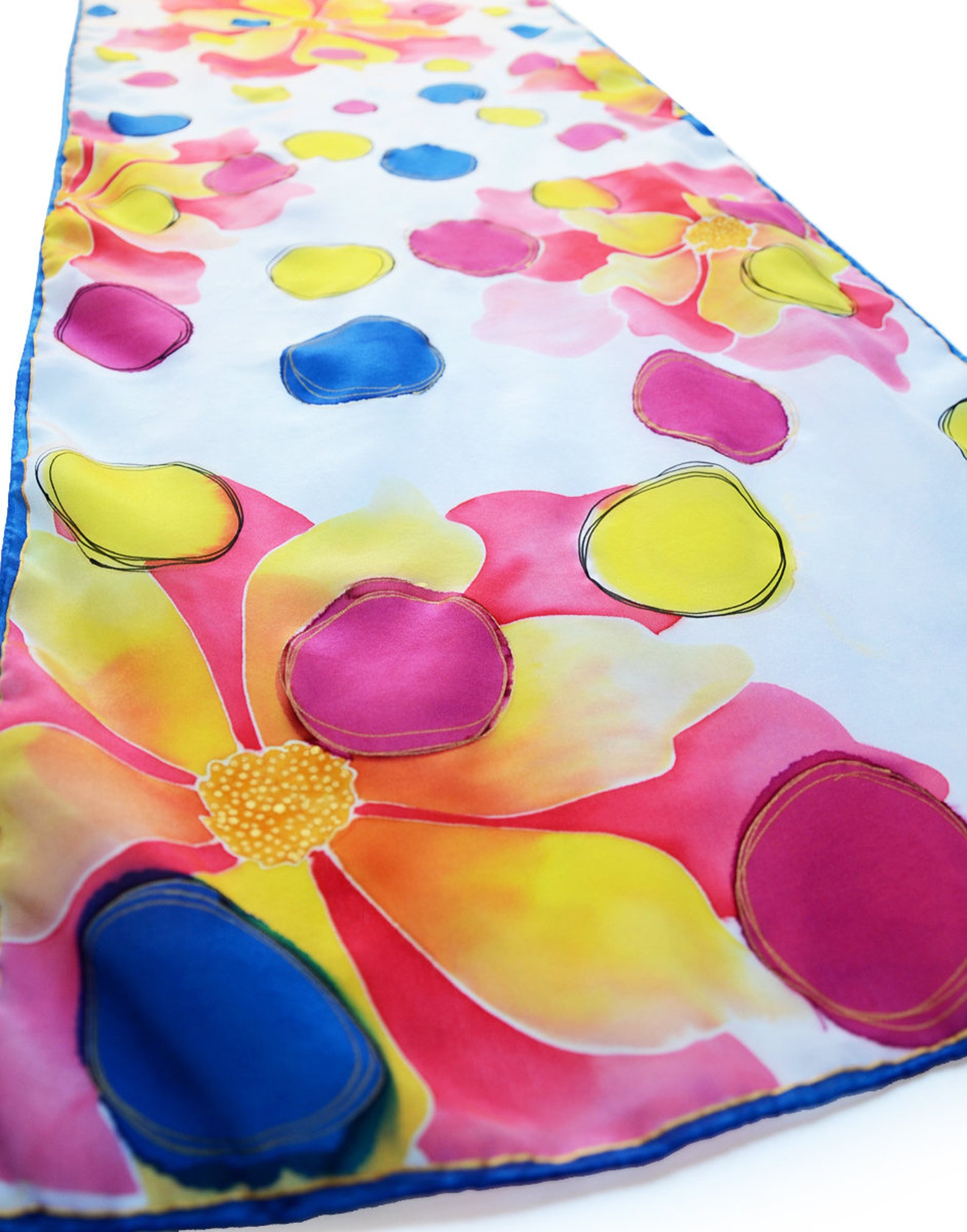 Colorful Floral Silk Scarf Hand Painted - Etsy