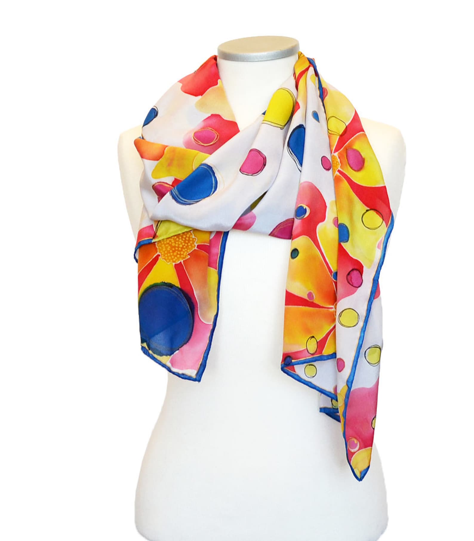 Colorful Floral Silk Scarf Hand Painted - Etsy