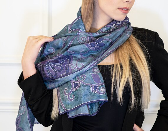 Ladies purple silk scarf store