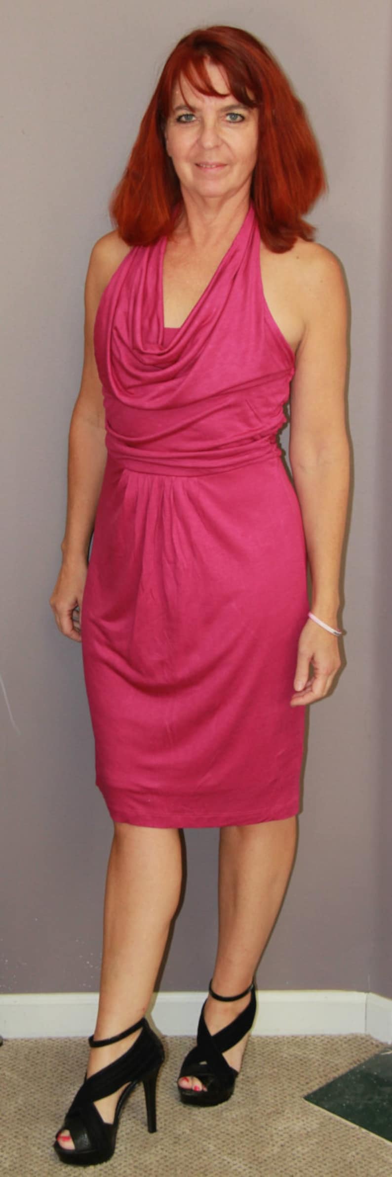 Vintage Cocktail Dress Halter Dress Vintage Halter Dress Party Dress Pink Party Dress Chic Party