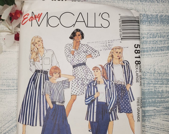 5818 Easy Mccalls Vintage Sewing Pattern / Ex-large 22,24 / Misses ...