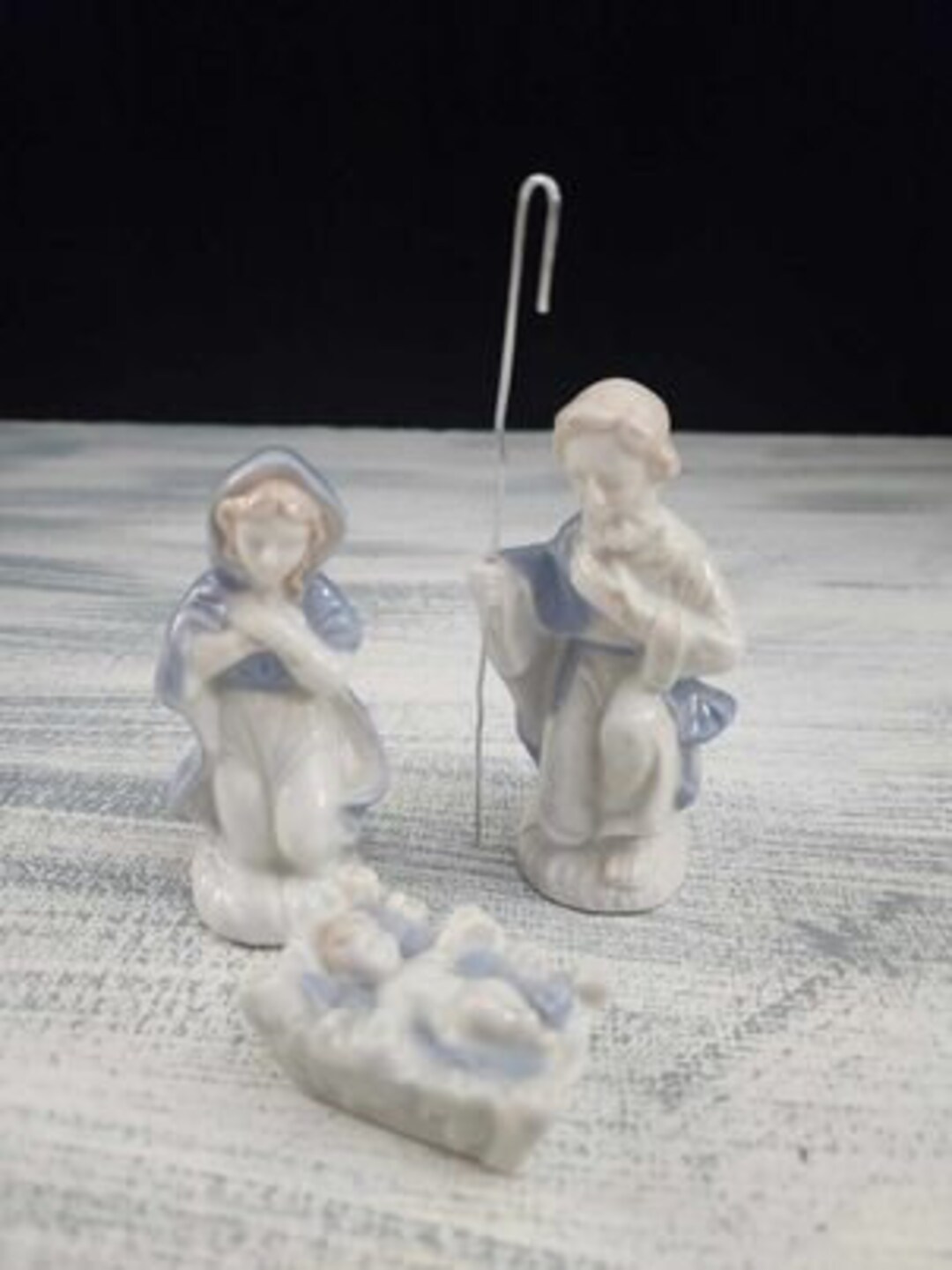 Lefton Blue and White Porcelain Nativity 3 Pc Vintage 1980s Collectible ...