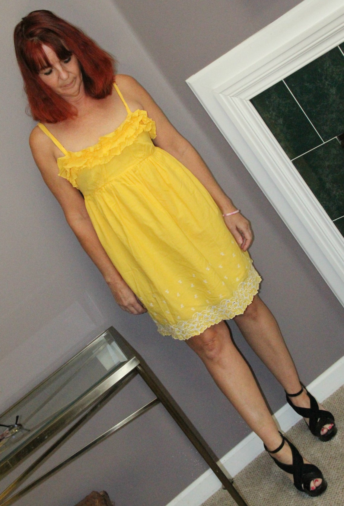 Vintage Summer Dress/country Dress/yellow Sundress/embroidered Sundress ...