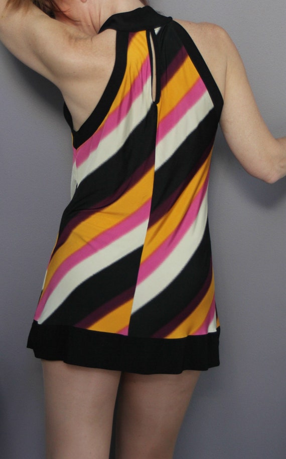 Vintage Mini Dress, Asymmetrical Pattern, Diagonal St… - Gem