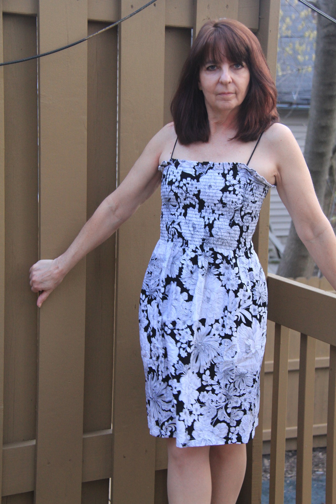 Vintage 90s / Black and White Sundress / Summer Dress / Boho Hippie ...