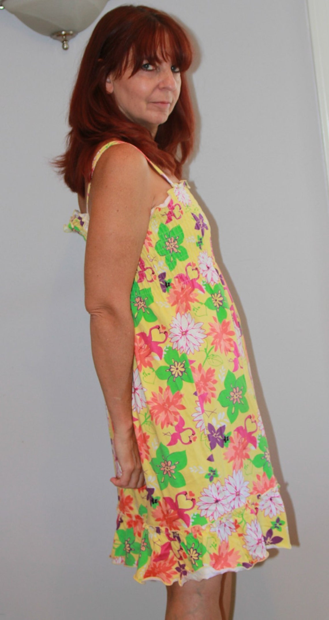 Vintage Sundress/beach Dress/boho Dress/floral Print Sundress/babydoll ...