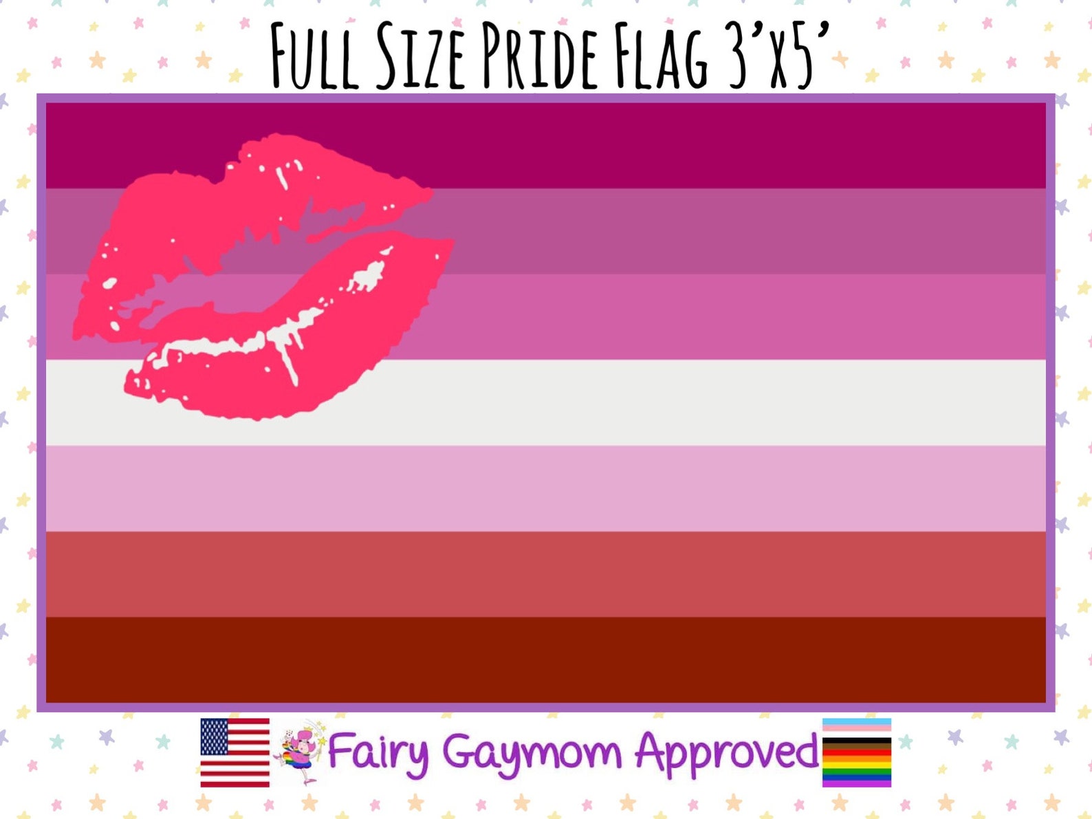 Lgbtqa Lipstick Lesbian Pride Flag Etsy