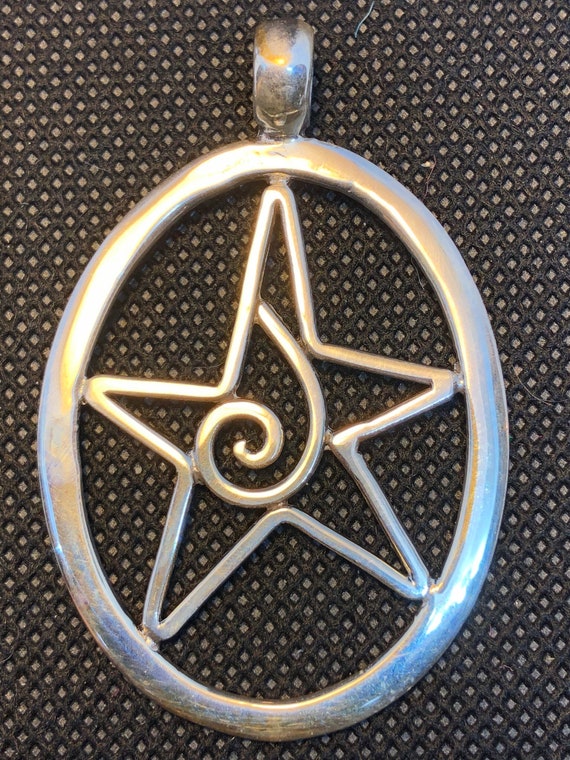 Large Power Spiral Pentacle Pentagram Sterling Silver Charm - Etsy