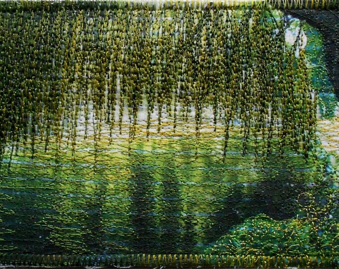 Weeping Willow Thread-painted Fabric Postcard 6 X - Etsy