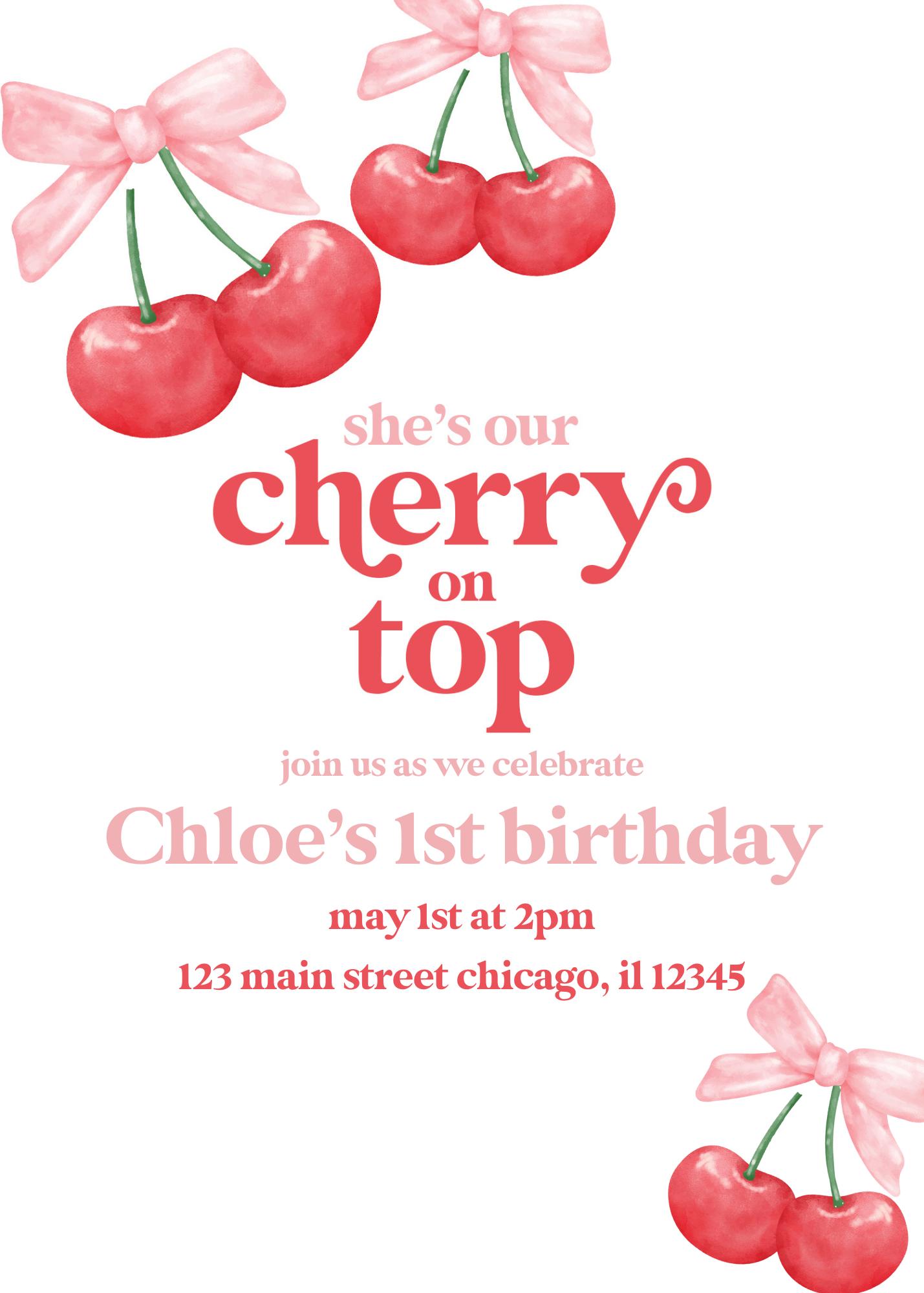 Editable Cherry on Top Birthday Invitation Digital Download Cherry on ...