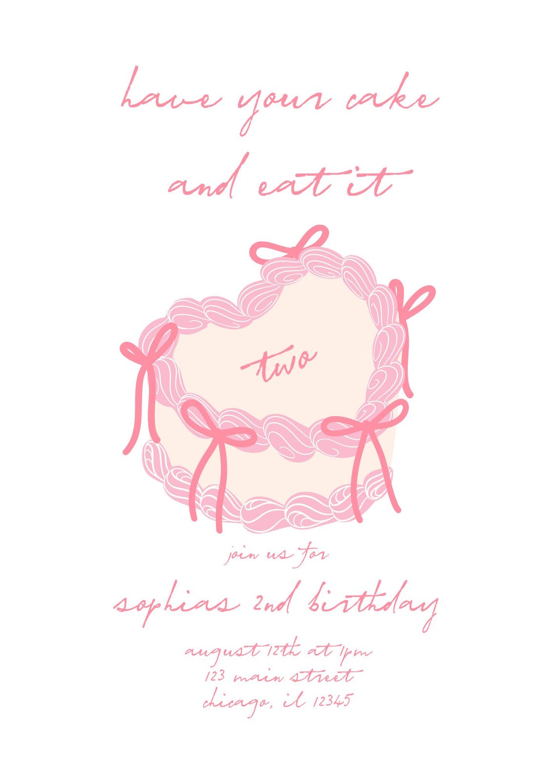 Editable Pink 'have Your Cake and Eat It Too' Birthday Invitation ...