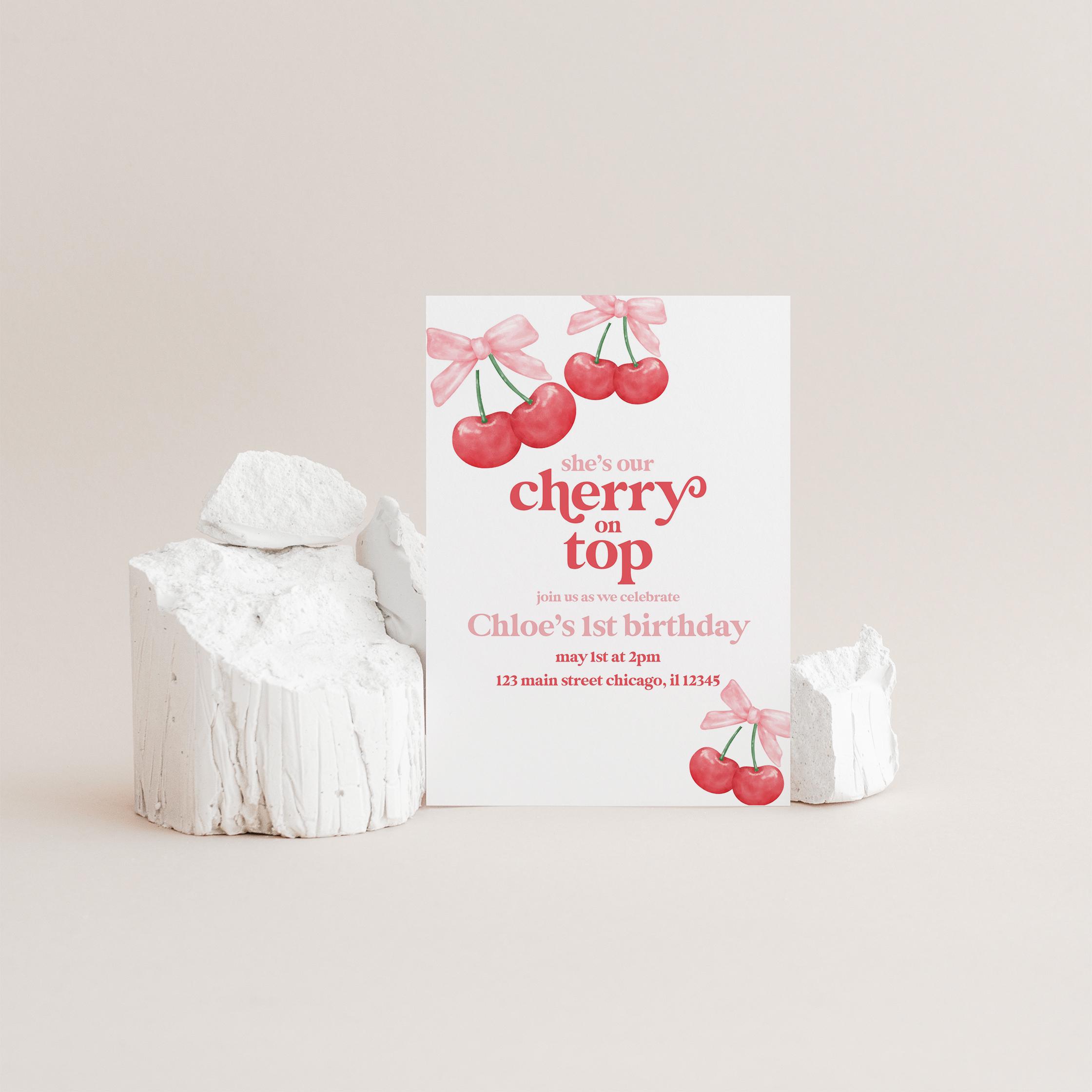 Editable Cherry on Top Birthday Invitation Digital Download Cherry on ...