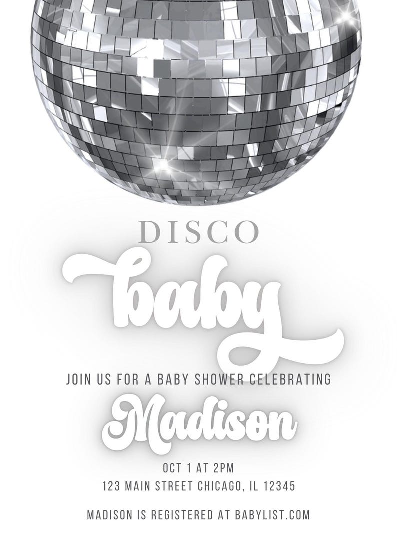 Editable Disco Baby Baby Shower Invite | Disco Invitation | Baby Shower ...