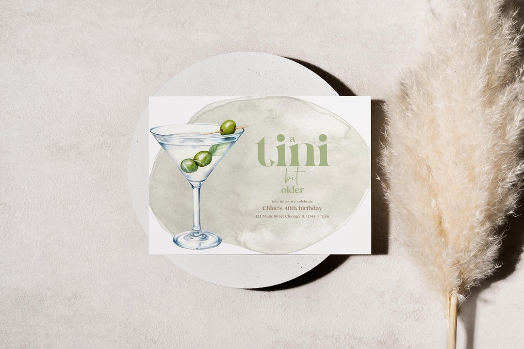 Editable 'A Tini Bit Older' Birthday Invitation | 5x7 Printable ...