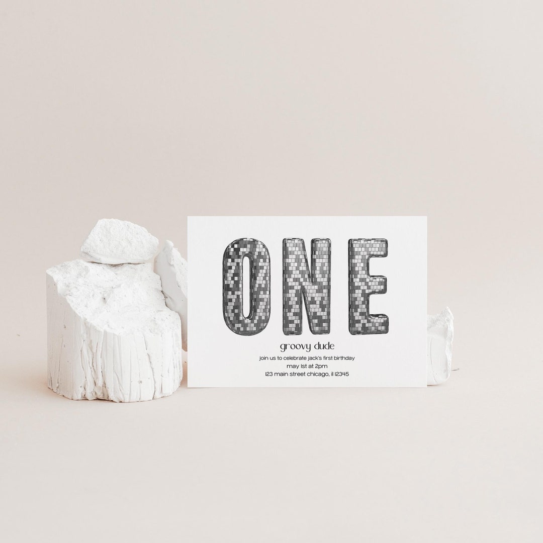 Editable 'one Groovy Dude' Disco Invitation | Disco Birthday Party ...