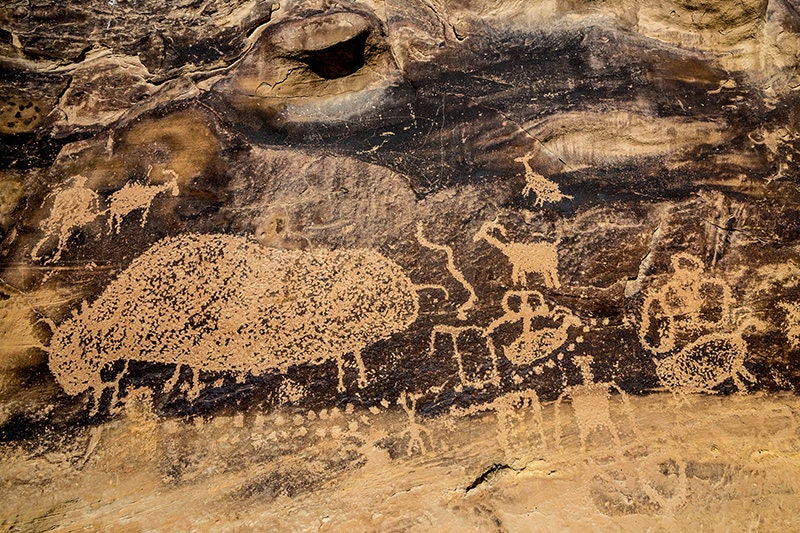 Native American Art, Buffalo Print, Petroglyph, Rock Art, Utah ...