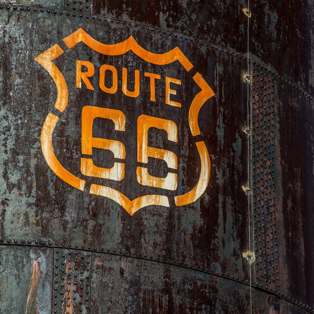 Vintage Route 66 Sign, Rusty Old Fuel Storage Tank,mojave Desert,topock ...