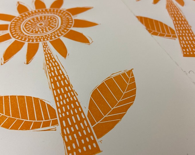 Sunflower Linocut Lino Print - Etsy