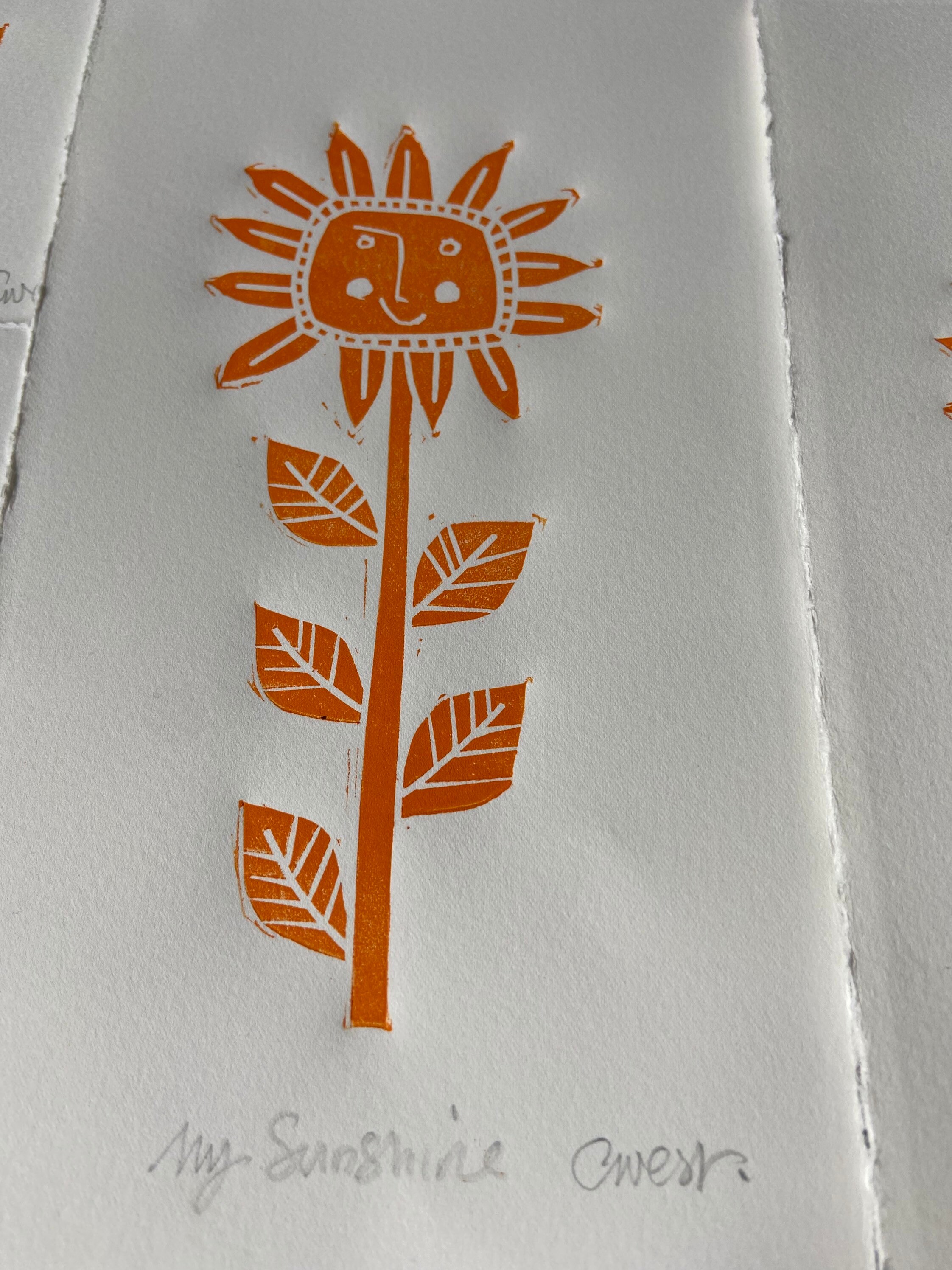My Sunshine, Linocut, Relief Print - Etsy