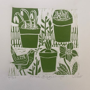 New Beginnings, Limited Edition, Linocut, Lino Print, Springtime - Etsy UK
