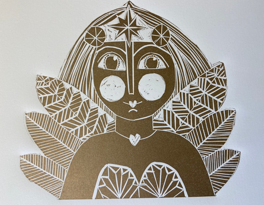 Wonder Angel, Lino Cut, Limited Edition, Lino Print, Relief Print - Etsy