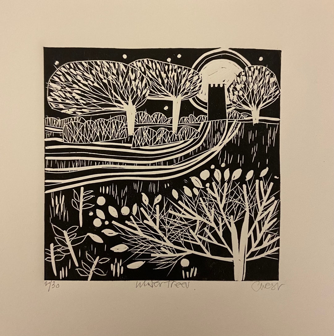 Winter Trees, Limited Edition Linocut Artwork - Etsy