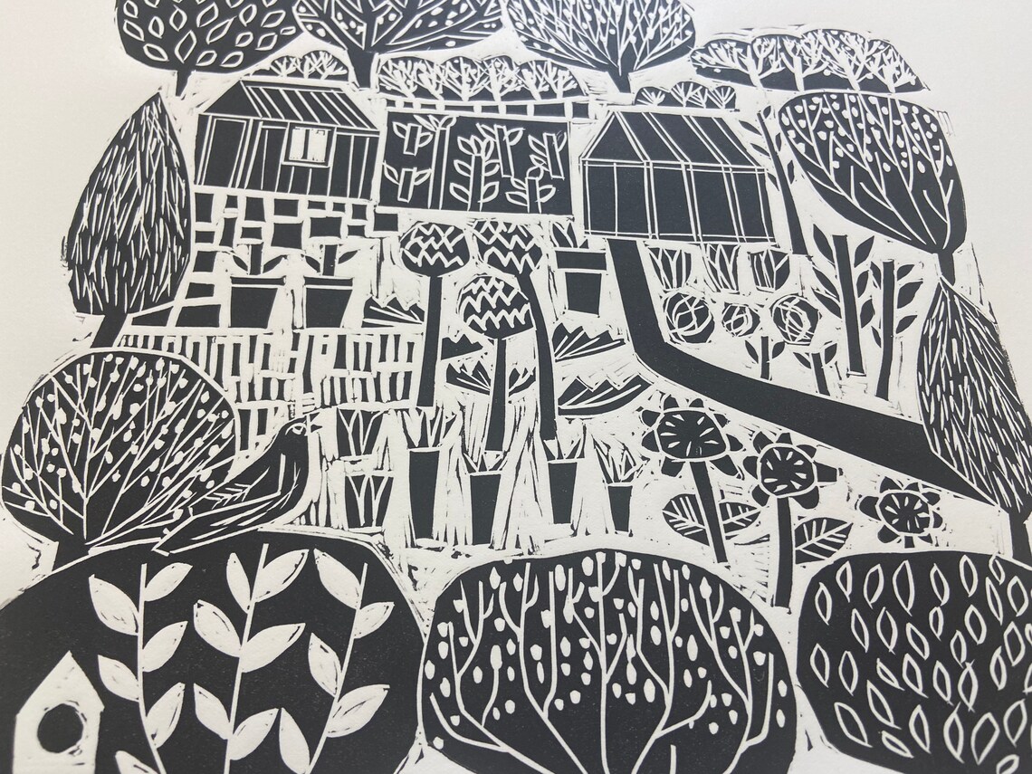 July Allotment Linocut, Lino Print - Etsy