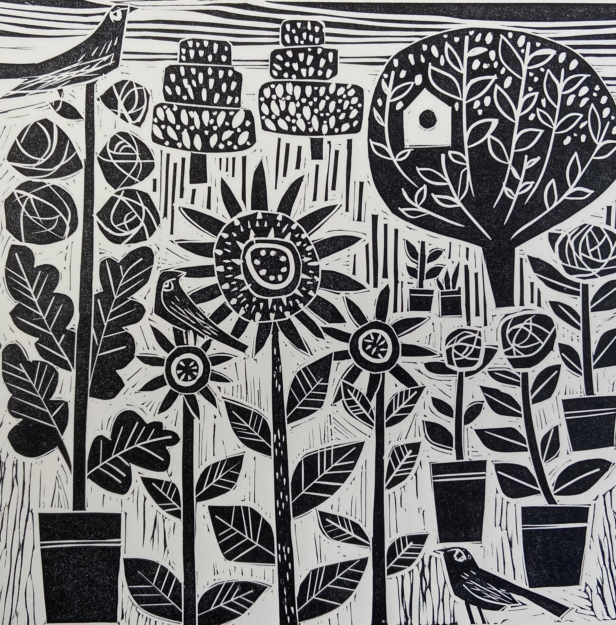 Plant Pots Linocut, Lino Print , Relief Print - Etsy