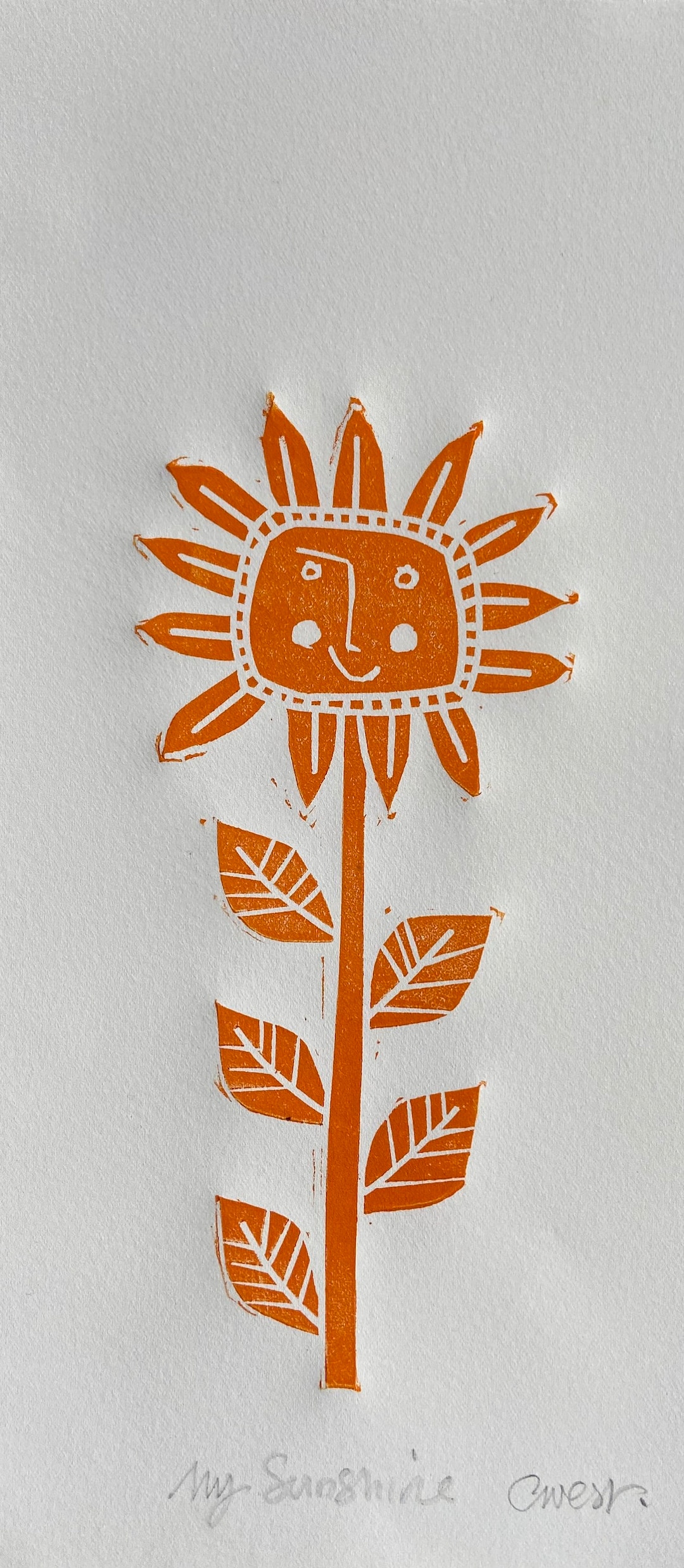My Sunshine, Linocut, Relief Print - Etsy